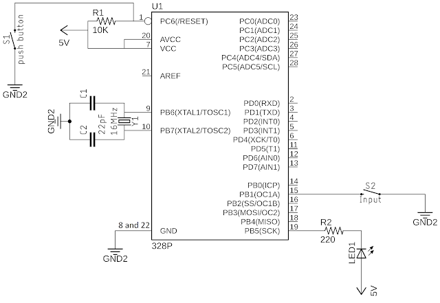 Interface Push Button To Atmega328 with Input Pullup Interface Push Button To Atmega328 with Input Pullup