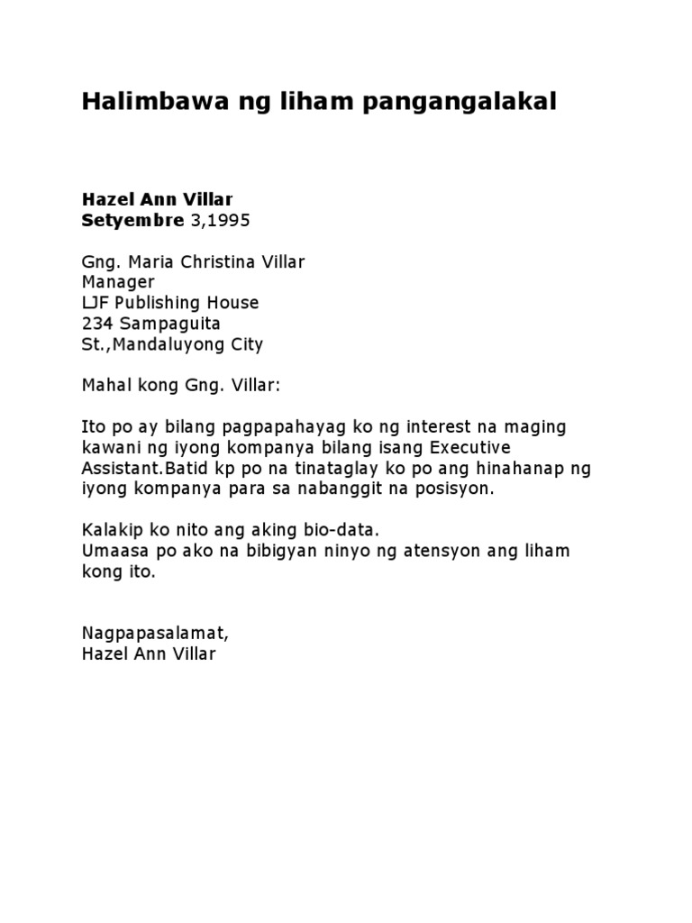 halimbawa ng liham pangkaibigan - philippin news collections