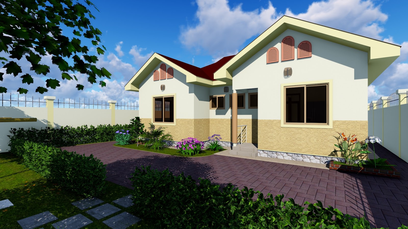 Picha za design ya nyumba na muonekano wa nje (landscape) yenye kiwanja ...