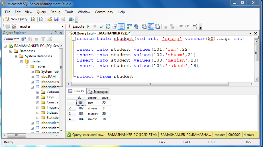 Using Connected Architecture Display the Table 's Column Data in ...