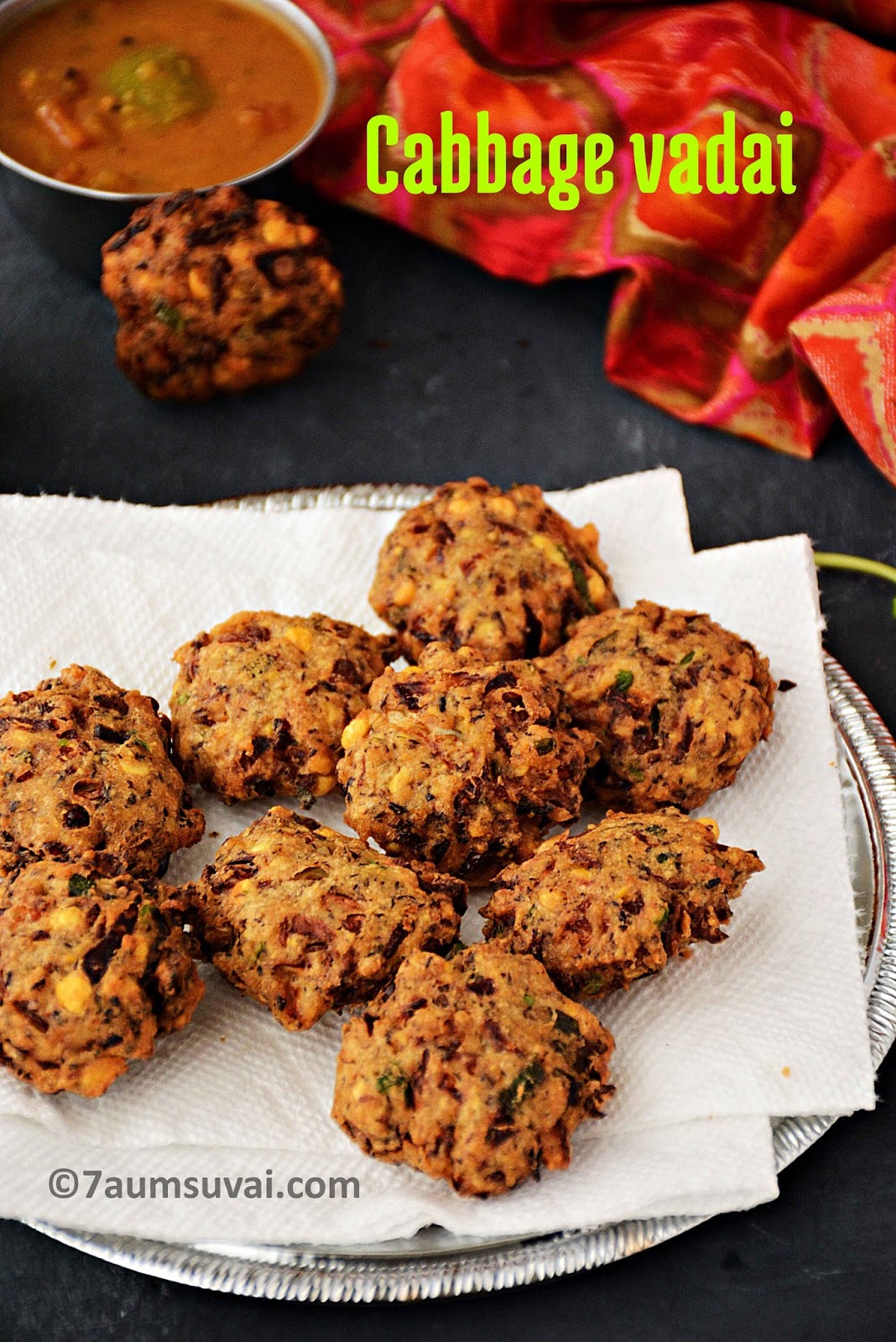 Cabbage vadai with mixed dal/ Cabbage vadai with black gram and bengal ...
