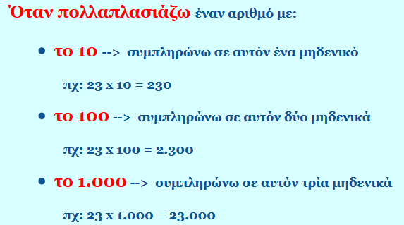 Αιολία: Πολλαπλασιασμός και διαίρεση με το 10, το 100 και το 1000