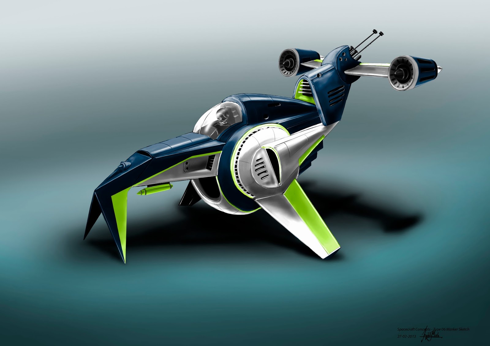 grandpriy: Concept Design Spacecraft Render - Jet Moto