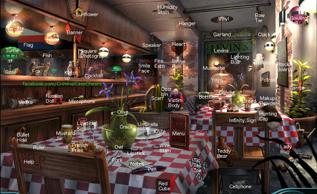 Criminal case Rewards: Case # 5 - Cheat Sheet Scenes - Cheat Sheet