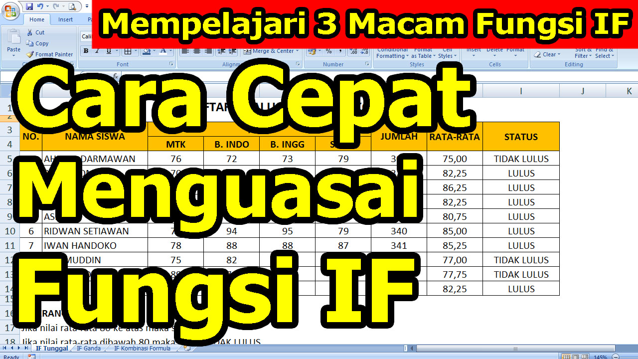 3 Macam Fungsi IF pada Microsoft Excel ~ Jendela Tutorial