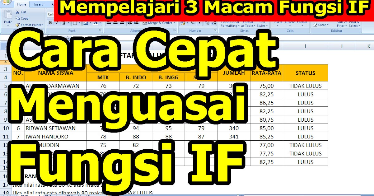 3 Macam Fungsi IF pada Microsoft Excel ~ Jendela Tutorial