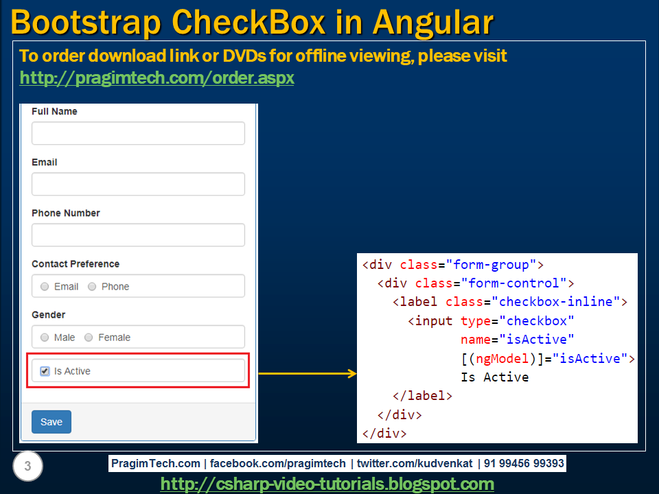 Sql server, .net and c# video tutorial: Bootstrap checkbox in angular ... Sql server, .net and c# video tutorial: Bootstrap checkbox in angular ...
