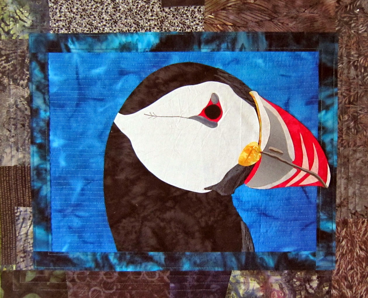 Barbara Strobel Lardon Art quilts: "PUFFIN"