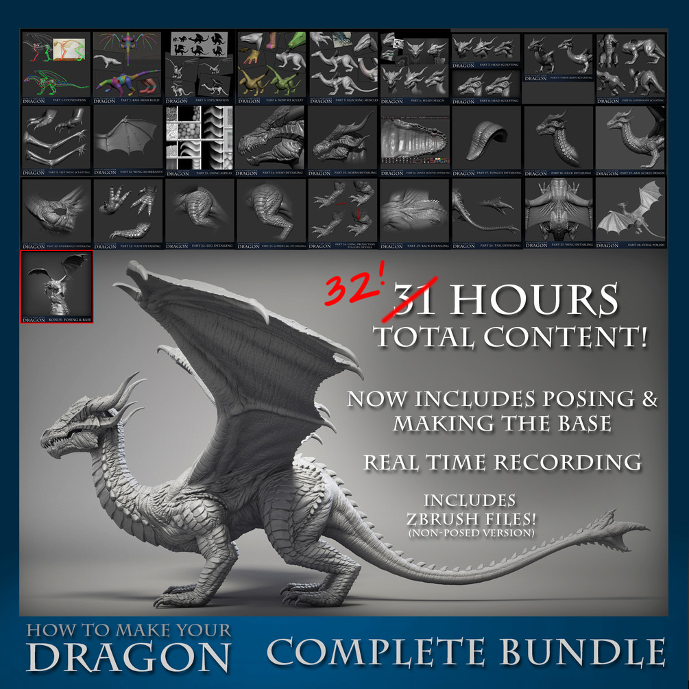 3D is my life: Dragons Workshop - Complete Bundle + Posing the Dragon [Gumroad]