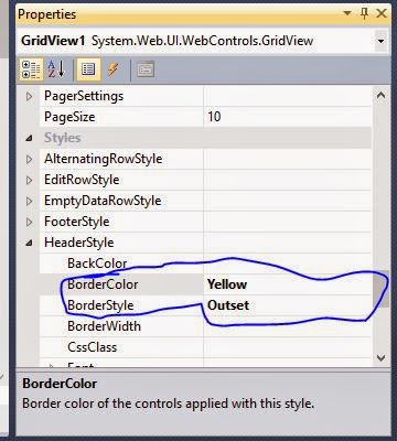How to change Gridview header's style like border style and color