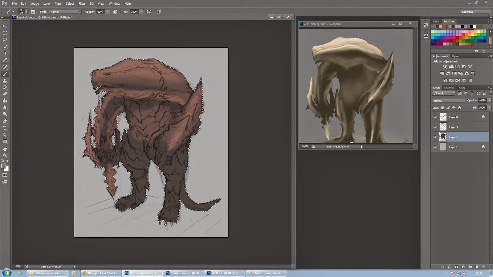 CGA: James Brooks Blog: Term 2: Photoshop Session 1: Lizard Humanoid ...