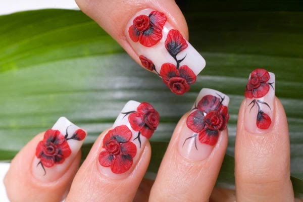 Red Flower Nail Arthttp://nails-side.blogspot.com/
