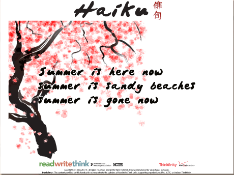 Reederama: Haiku Poetry Created with ReadWriteThink by 5th Graders