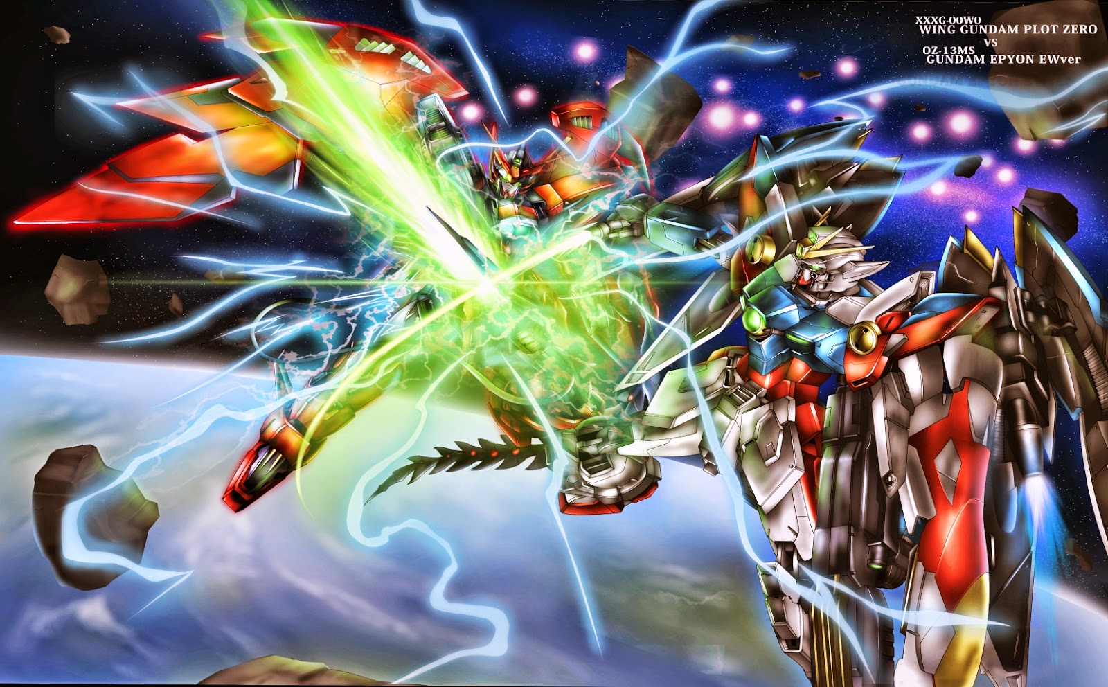GUNDAM GUY: Gundam Fan-Art: Wing Gundam Zero vs Epyon Gundam Poster Image
