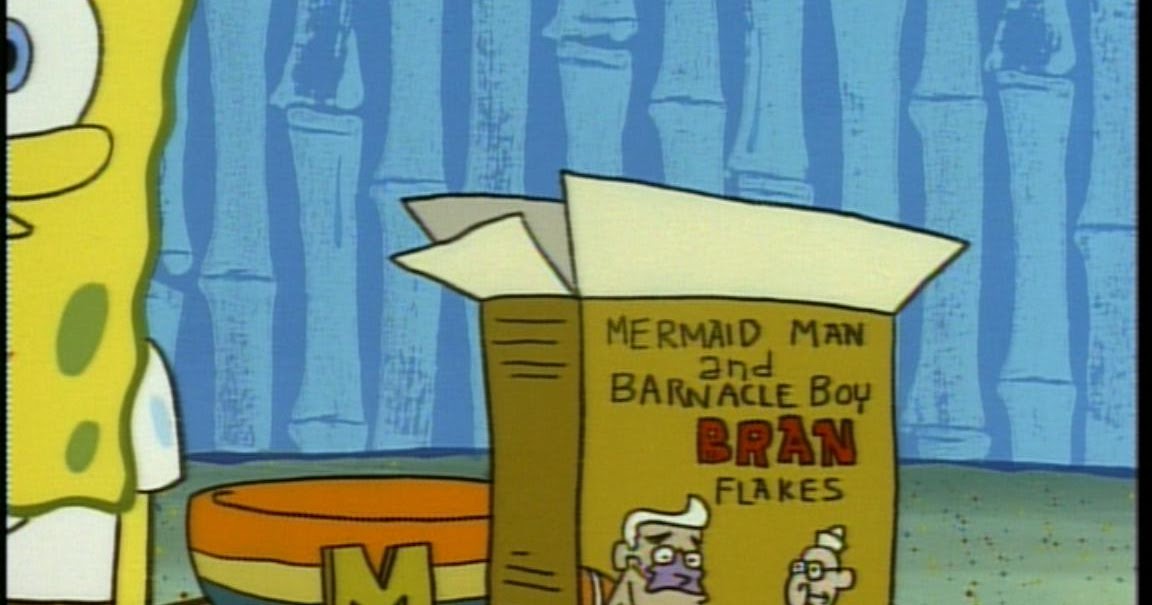 Cartoon Foods And Drinks: Spongebob - Mermaid Man and Barnacle Boy Bran ...