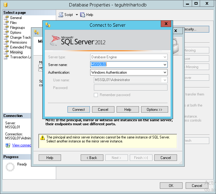 Teguh Triharto Learning Center How To Mirroring Microsoft Sql Server 2012 2014 2016