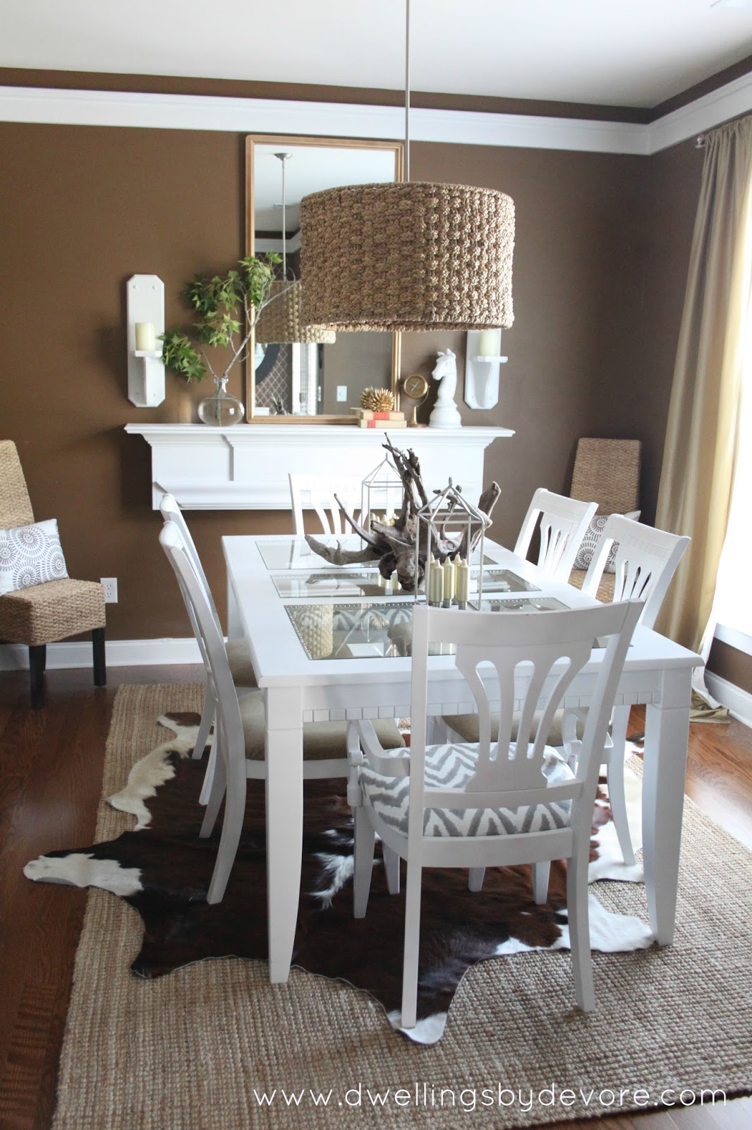 Dwellings By DeVore: Chevron chairs and an oversized mirror