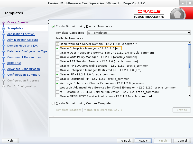 Creating Weblogic Domain For Fusion Middleware Oraclenext Solution To Your Oracle Problems