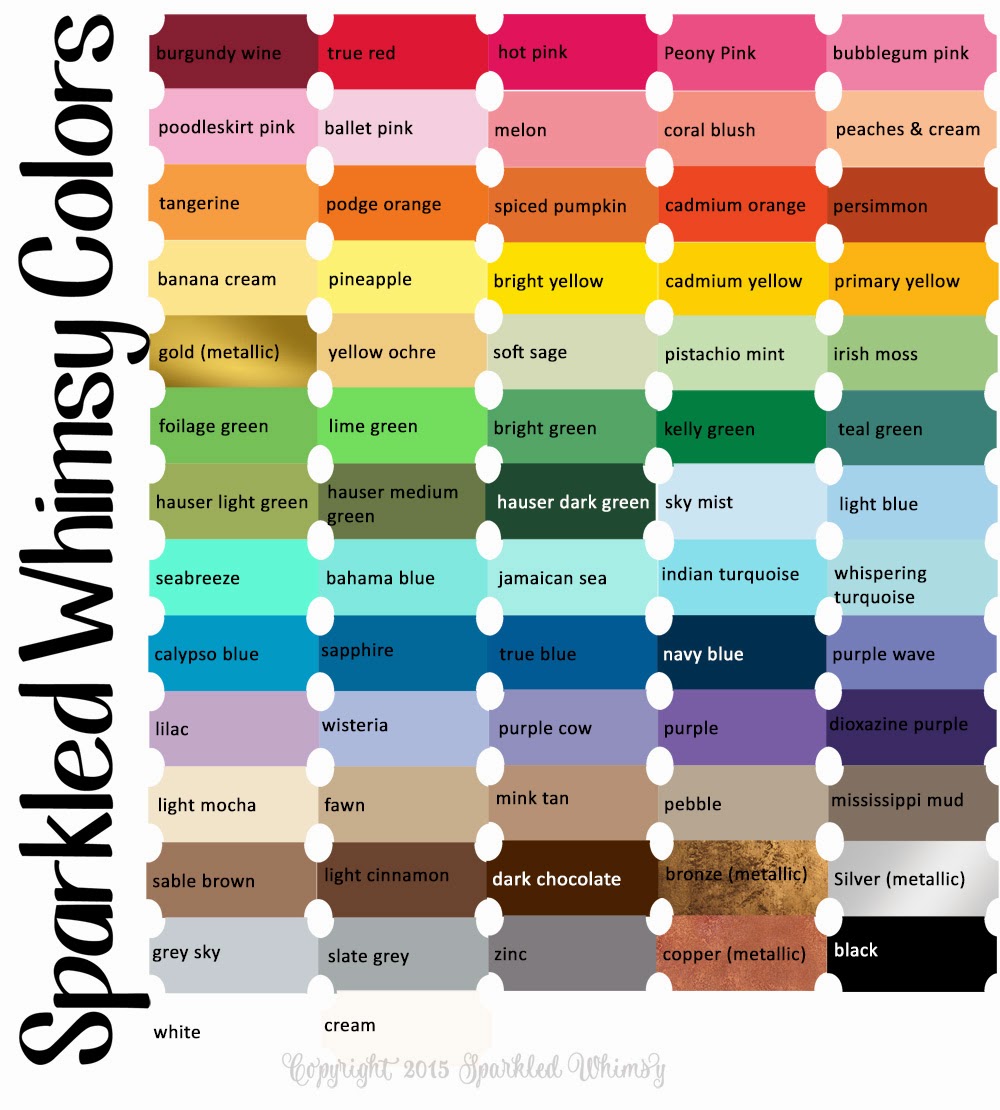 Sparkled Whimsy: Available Fonts and Colors