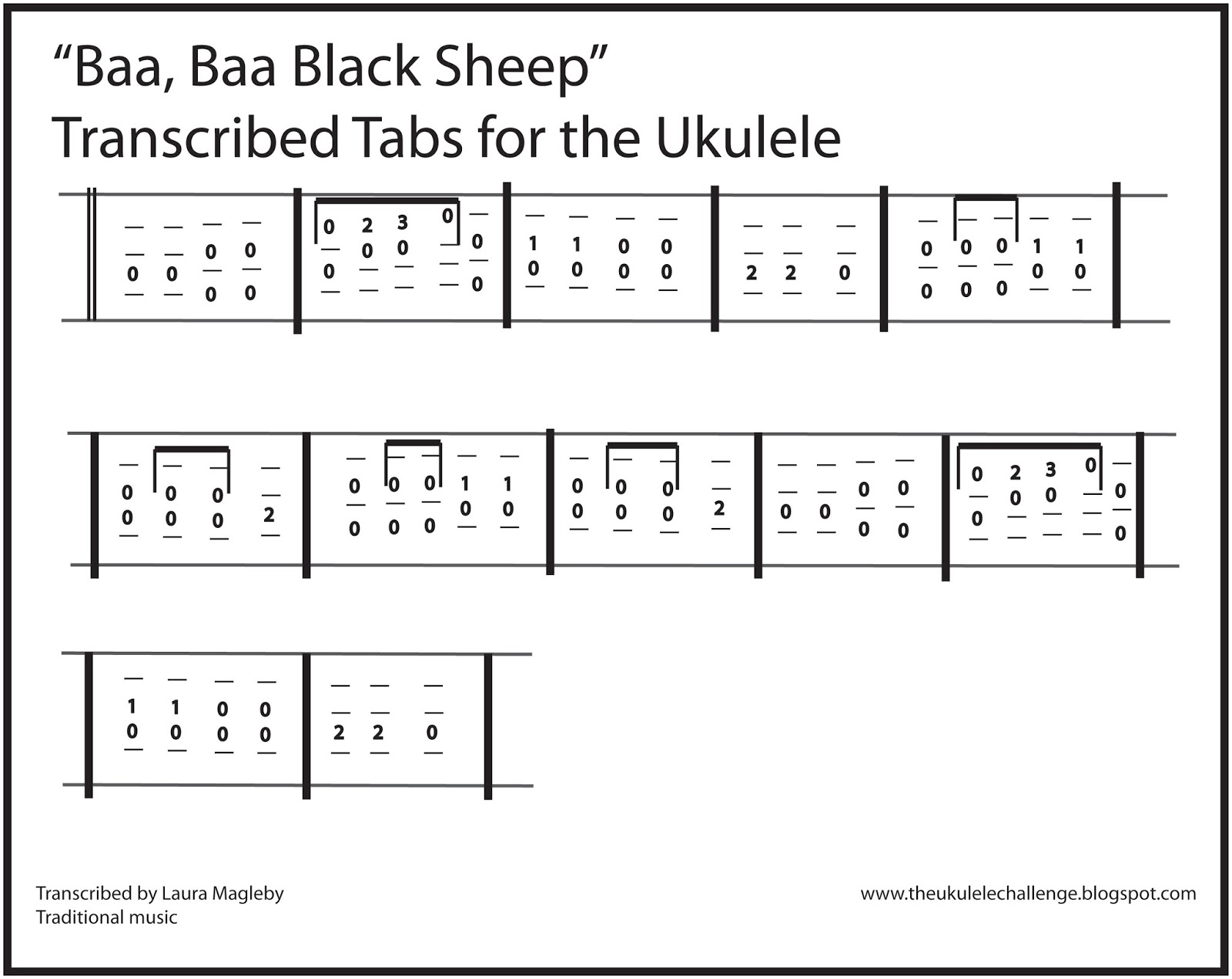 The Ukulele Challenge: baa baa black sheep