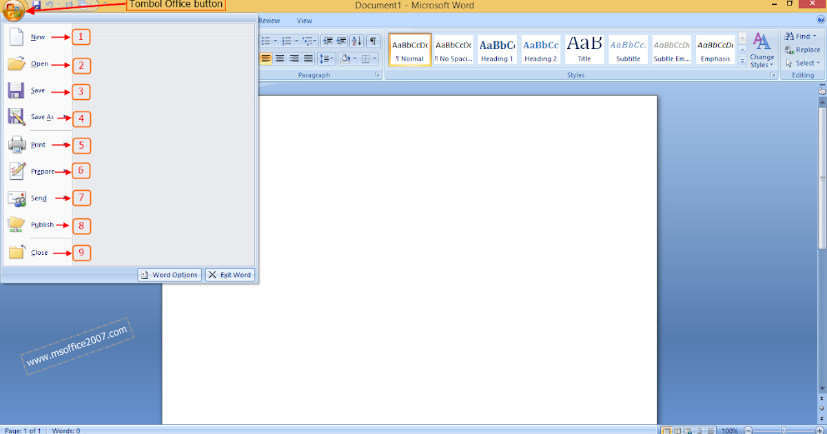 Mengenal Fungsi 9 menu di Office Button Microsoft Word 2007 - Panduan ... Mengenal Fungsi 9 menu di Office Button Microsoft Word 2007 - Panduan ...