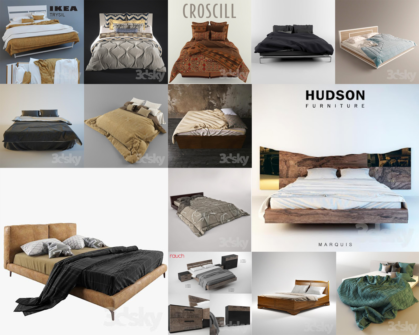 [ 3D model Free ] Bed Collection