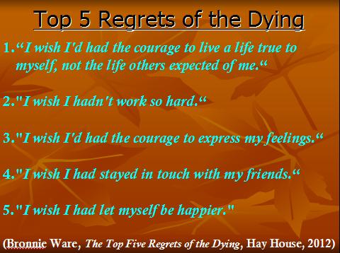 Yapdates: A Spiritual Odyssey: Top Five Regrets of the Dying