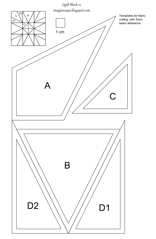 Imaginesque: Quilt Block 17: Templates for EPP, Fabric Cutting and ...