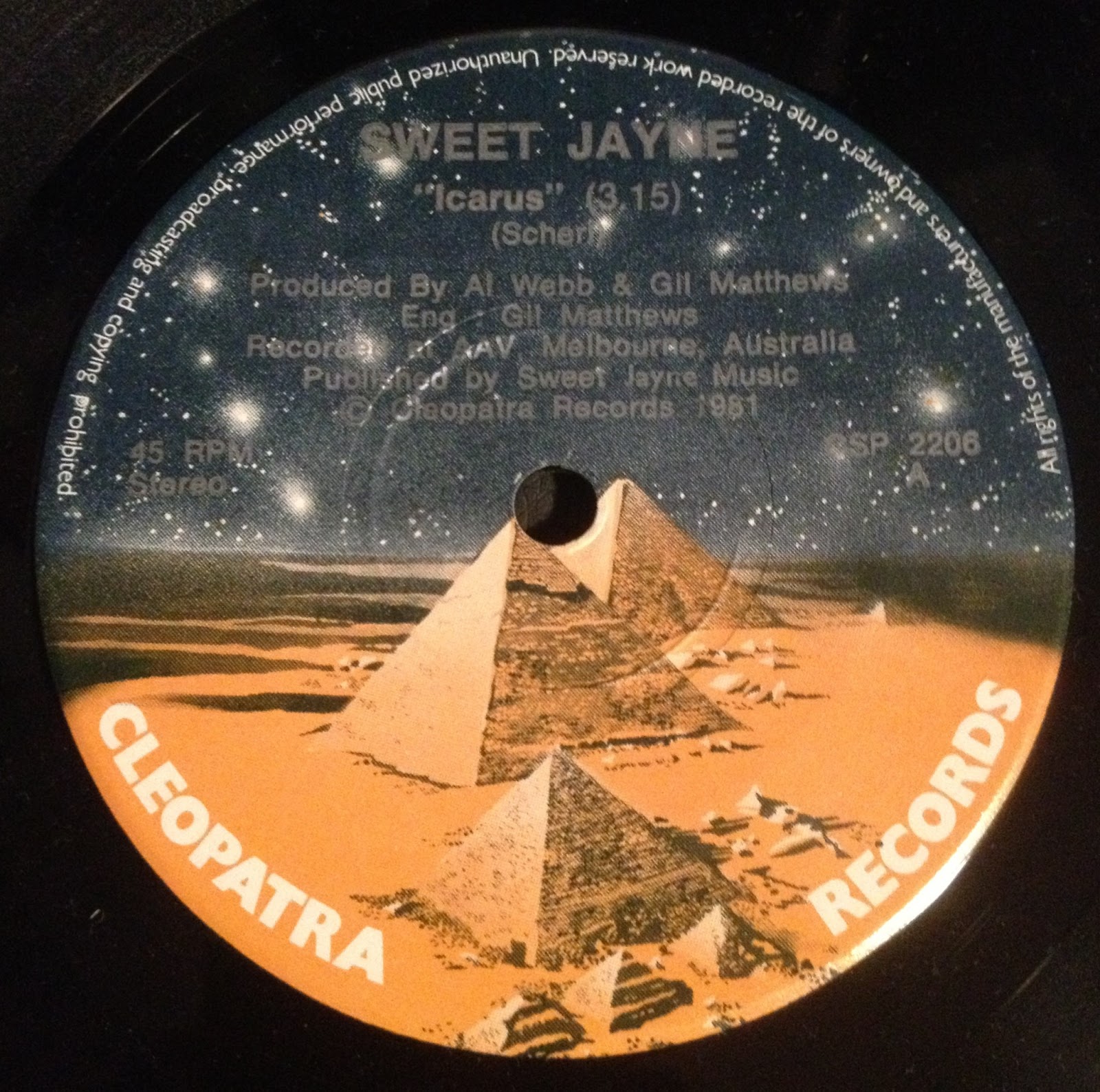 Brown-Sock's Shit Hole: Sweet Jayne (Aus) - Icarus 7" (1981)