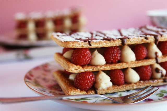 Raspberry Millefeuille with Vegan Lemon Pastry Cream