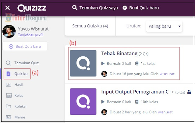 Cara Membagikan Link Quiz Online Quizizz - TUTORIAL OKEGURU