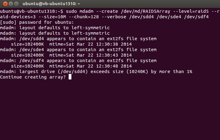 Ubuntu mdadm その48 - 物理ボリュームのサイズを指定してRAID 5アレイを作成する・作成したアレイの確認と利用 - kledgeb