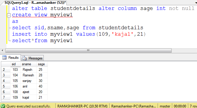 Views in Microsoft SQL Server 2008 | MY.NET Tutorials