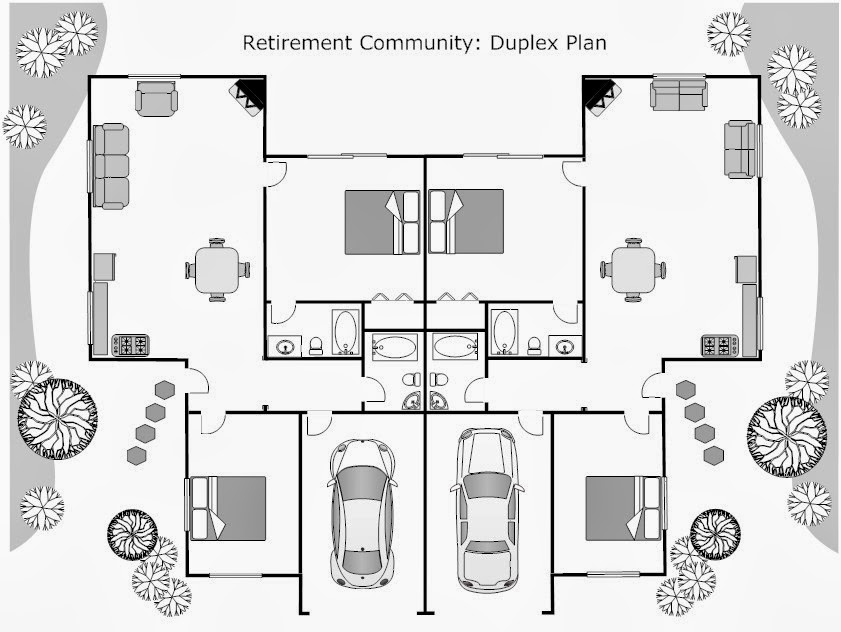 Duplex floor layouts.