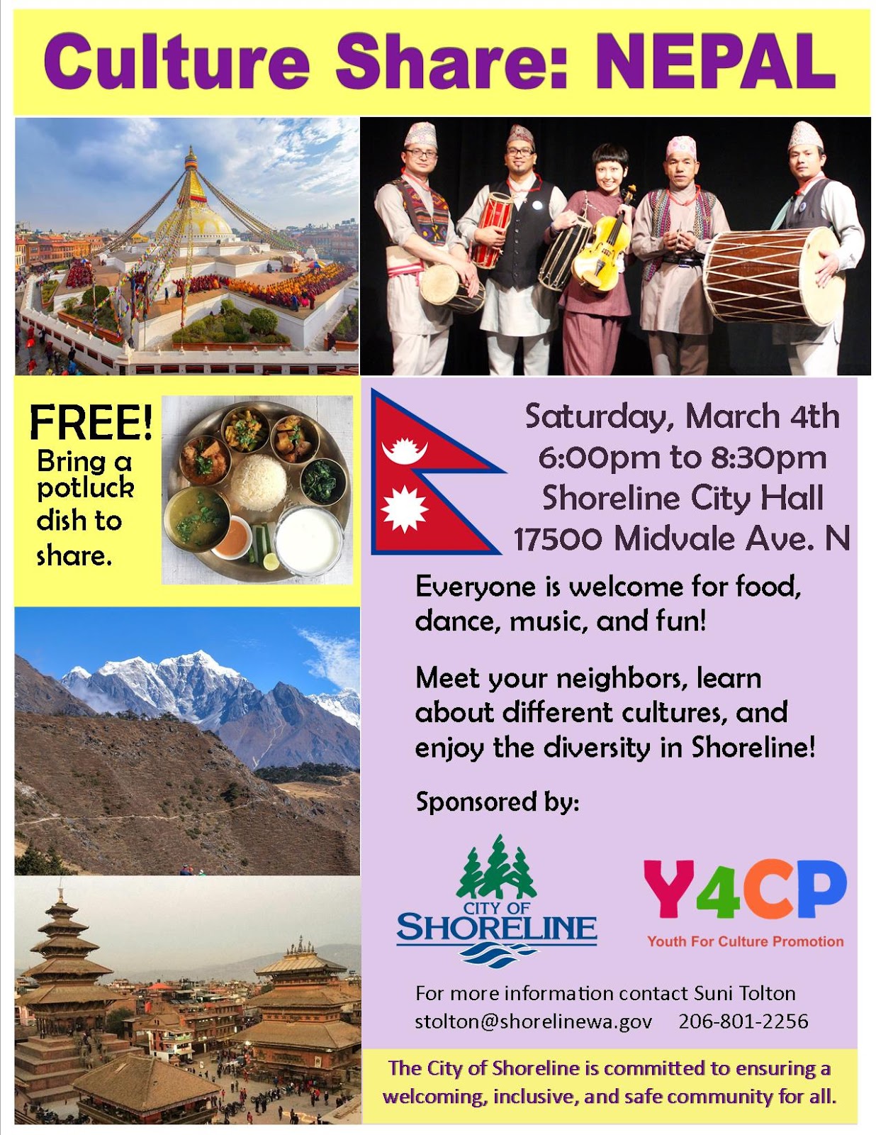 Shoreline Area News: Culture Share: NEPAL - Saturday March 4 party