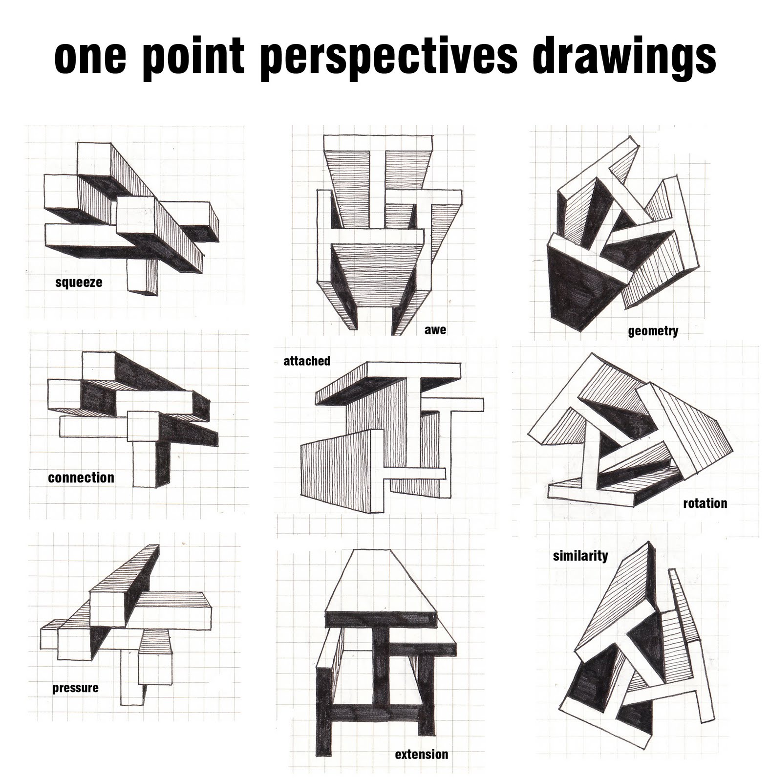 Yiming Song UNSW Arch: one point perspective drawings