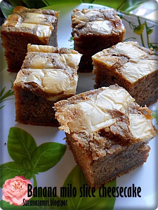 ..Cooking with soul.....: BANANA MILO SLICE CHEESECAKE