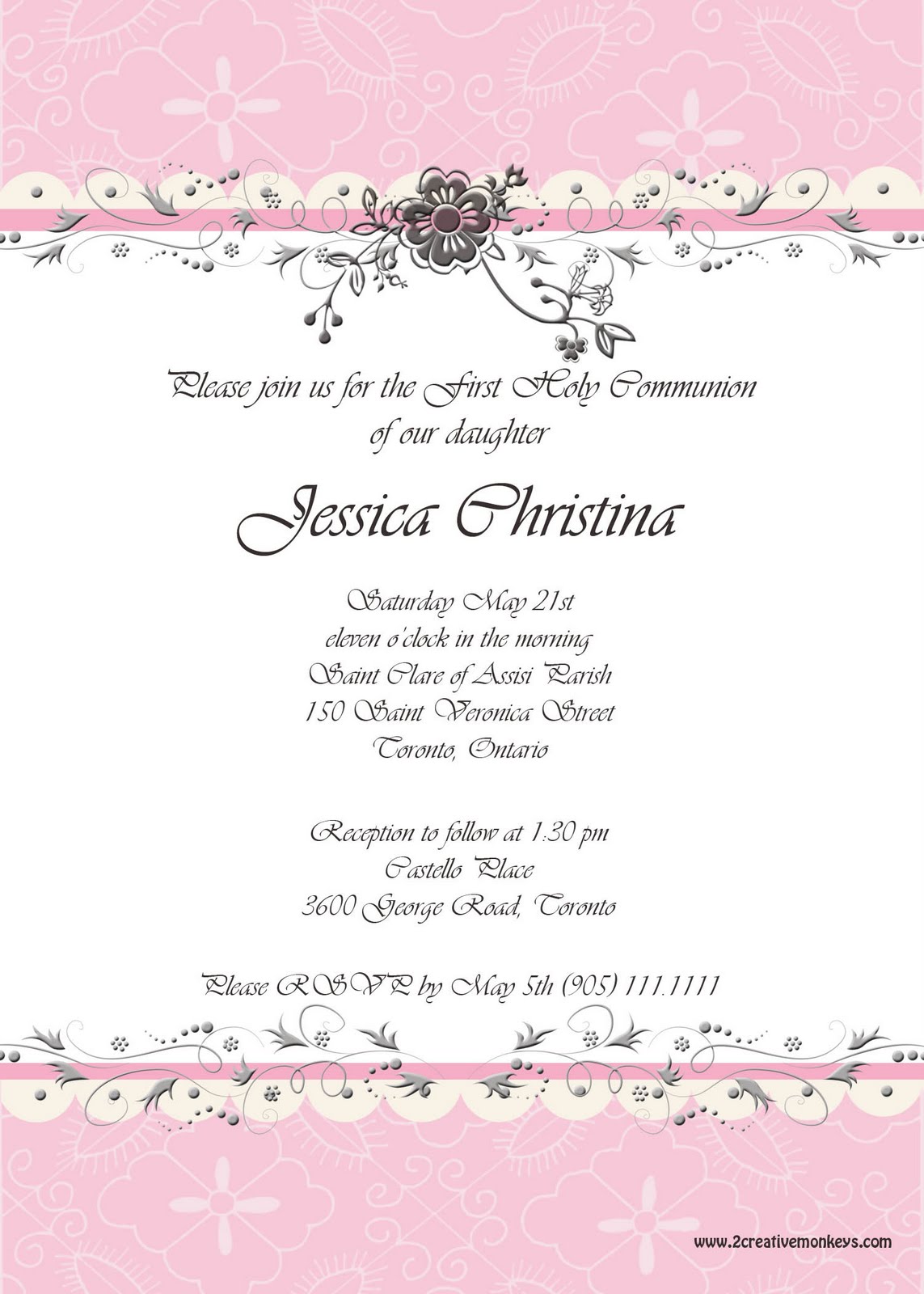 2creativemonkeys: New Custom Communion Invitation