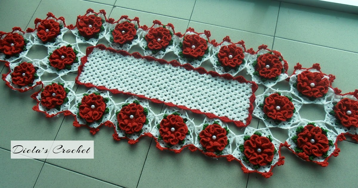 DIELA'S CROCHET: Crochet Alas Meja Merah Putih