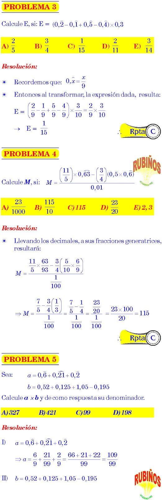 FRACCION GENERATRIZ EJEMPLOS Y EJERCICIOS RESUELTOS