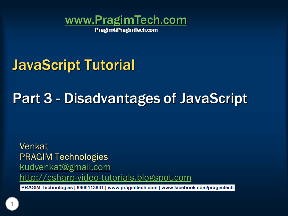 Sql Server Net And C Video Tutorial Disadvantages Of Javascript