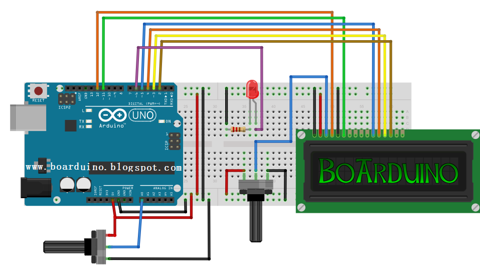 Menampilkan Progress Bar Kecerahan LED pada LCD | BoArduino
