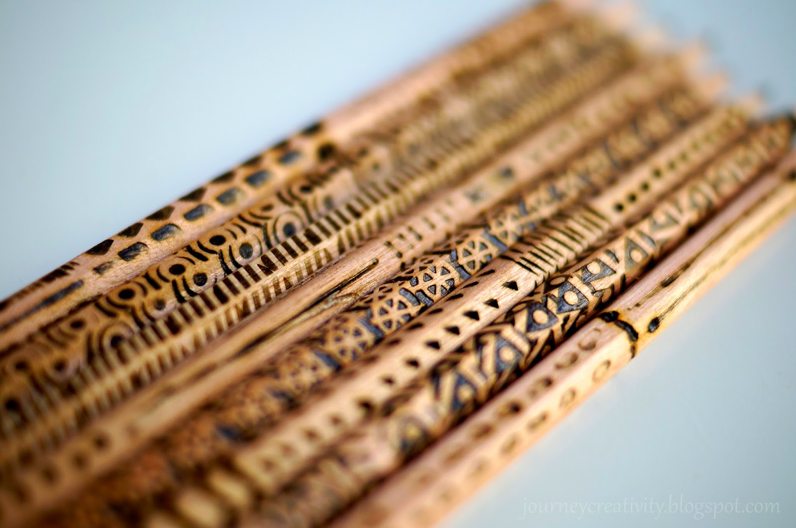Pyrography wooden pencils - Journey into Creativity