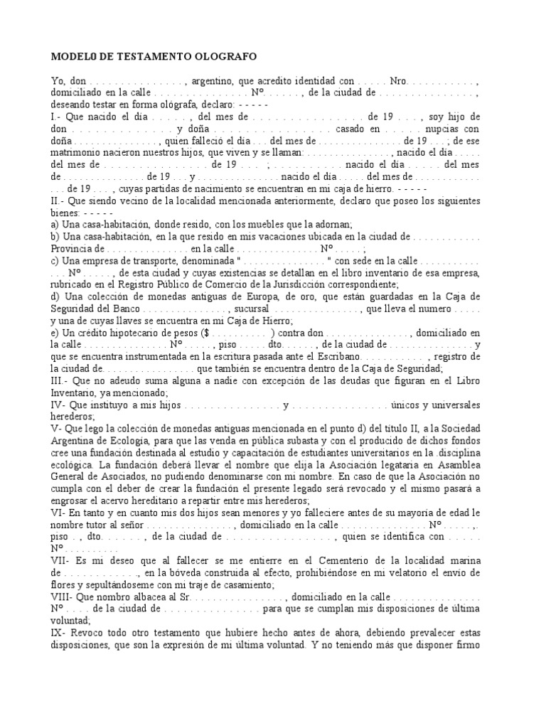 modelo de testamento - wood scribd braxin