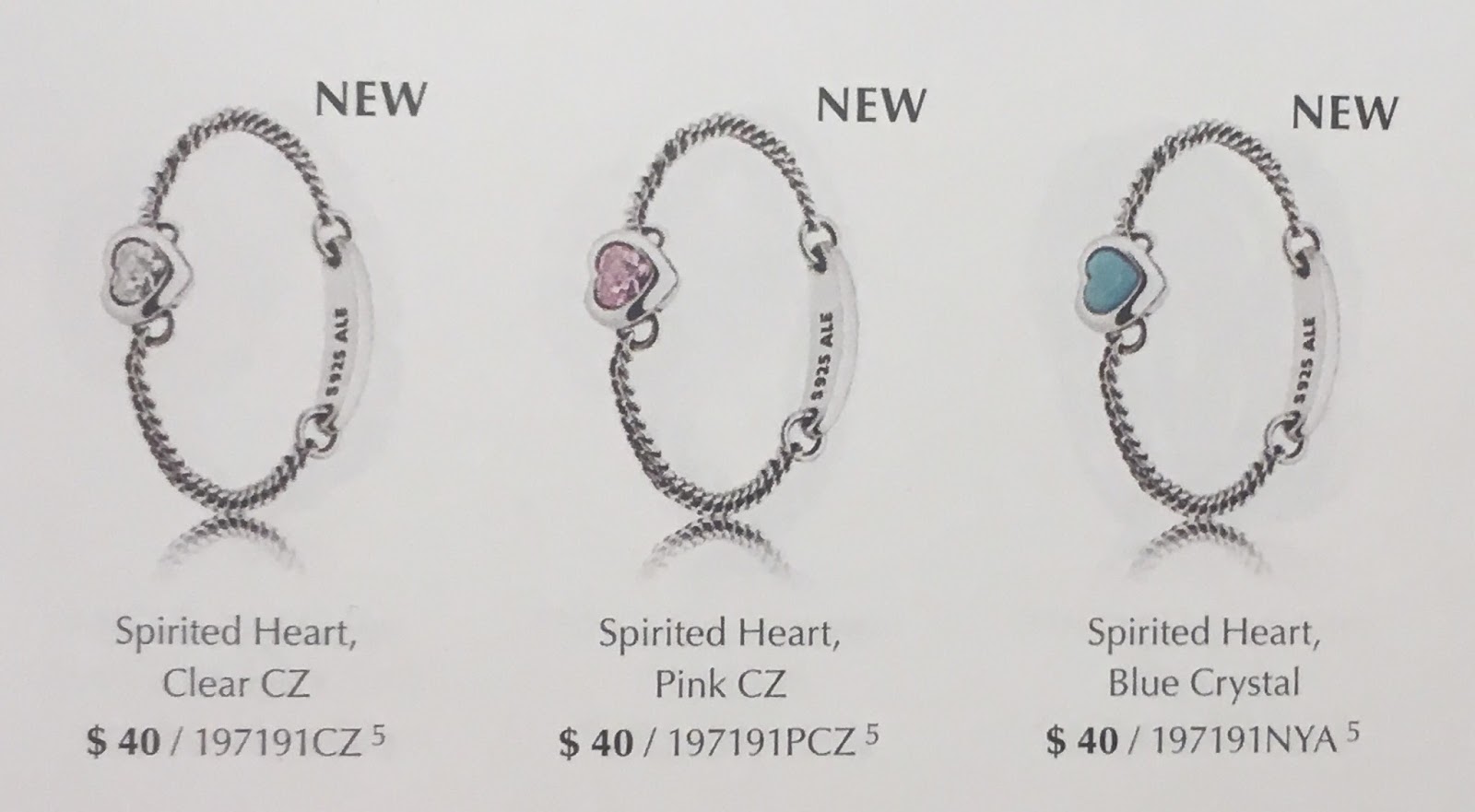 Genuine Pandora Spirited Heart Chain Ring Pink Blue