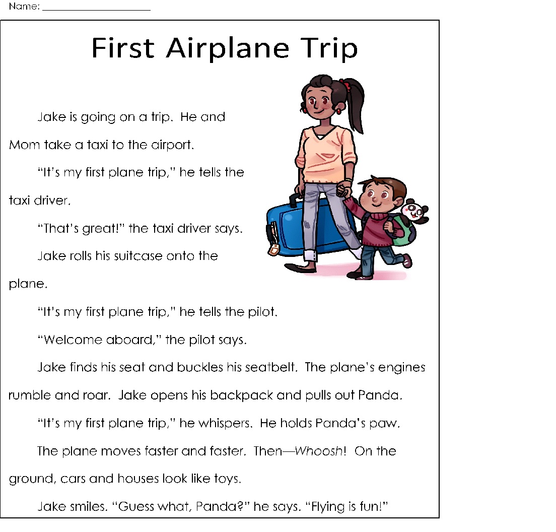 Third Grade A-B-C-D: READING 1: FIRST AIRPLANE TRIP