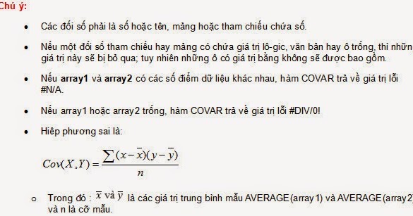 Hàm COVAR, Hàm trả về phương sai và trung bình tích ~ Học Thiết Kế Web ...