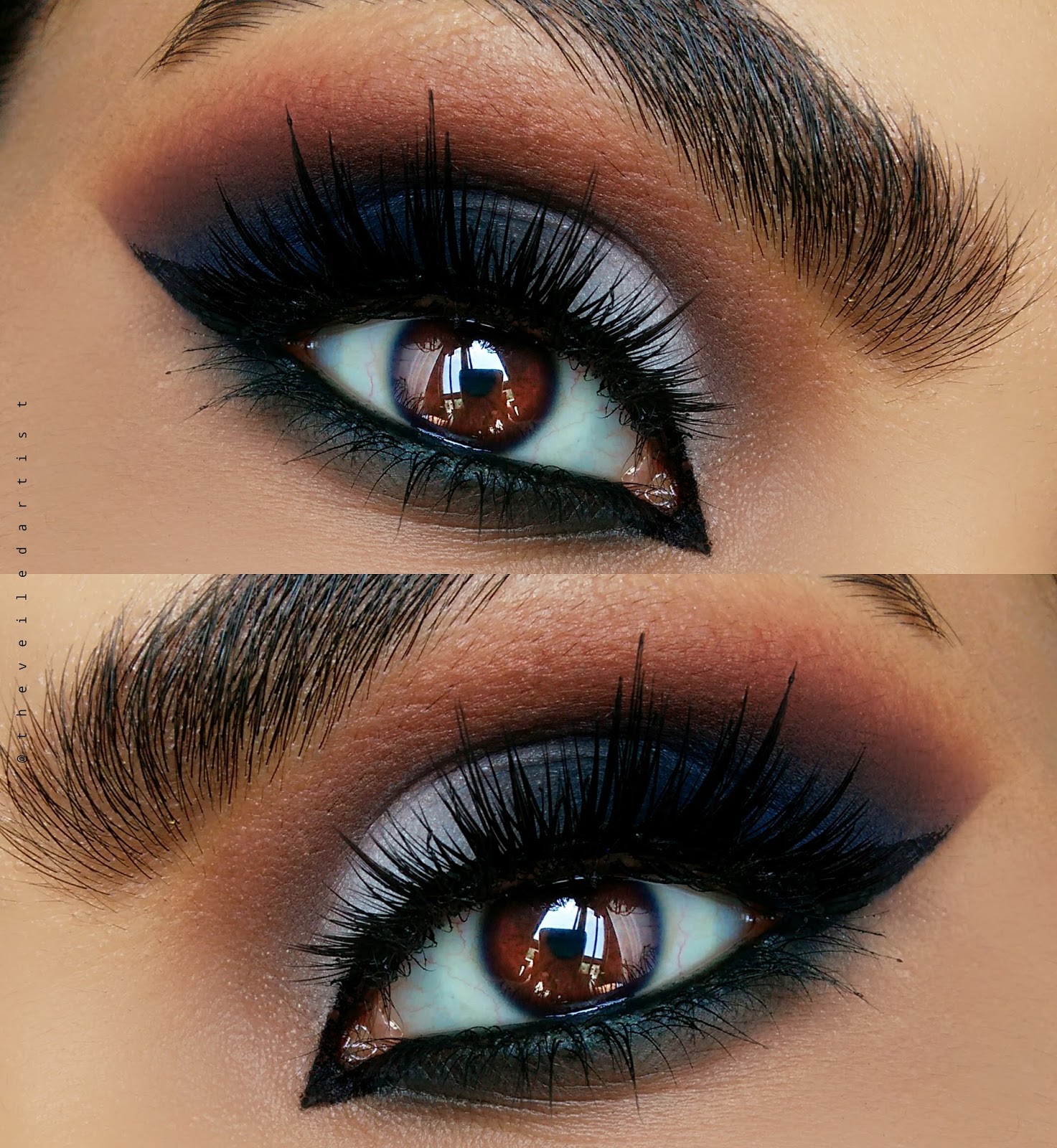 Vampy Navy Blue Gradient Smokey Eyes Tutorial - The Veiled Artist