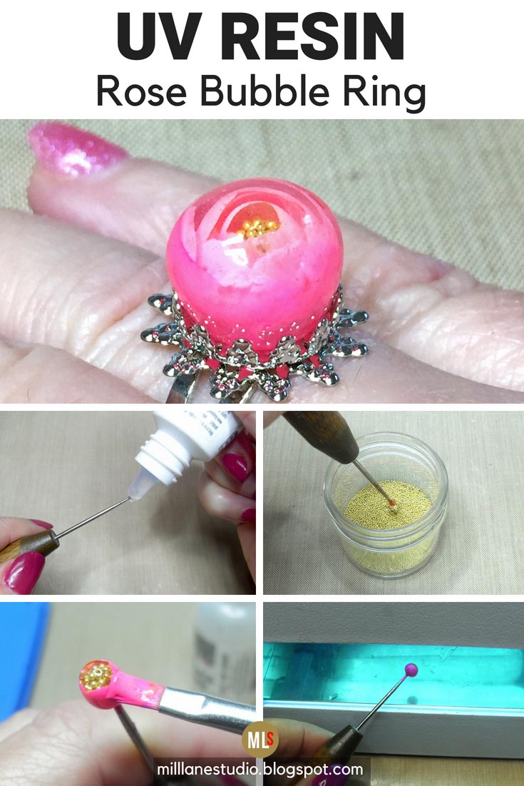 How to Make a Gorgeous Resin Rose Bubble Ring with UV Resin | Mill Lane ...