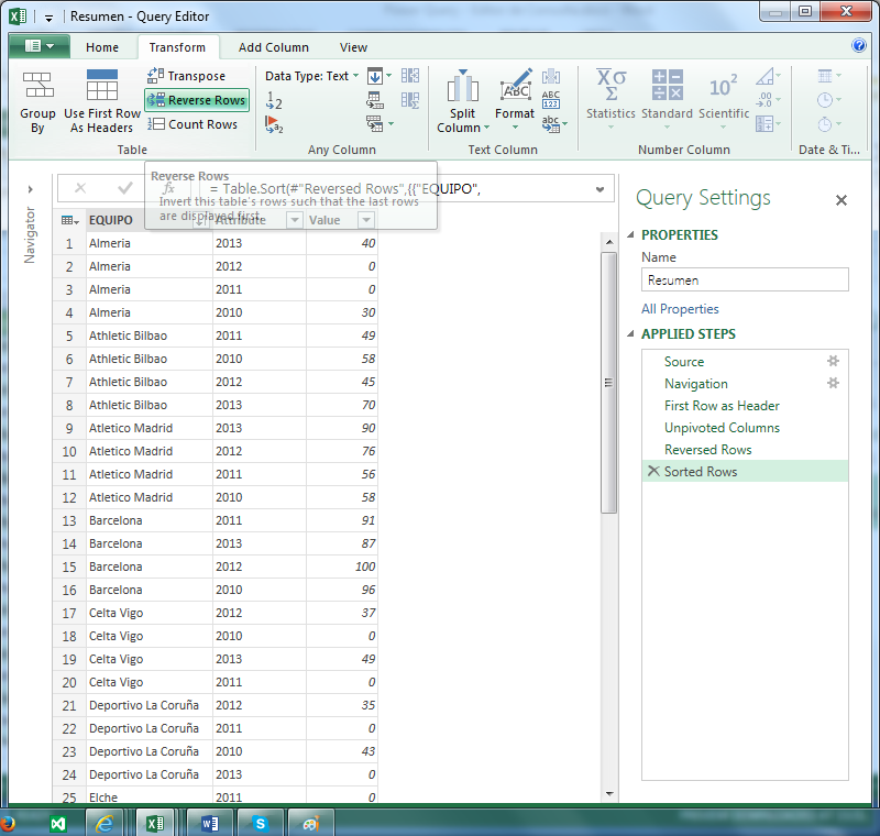 Microsoft Power Query para Excel: Editor de Consultas II